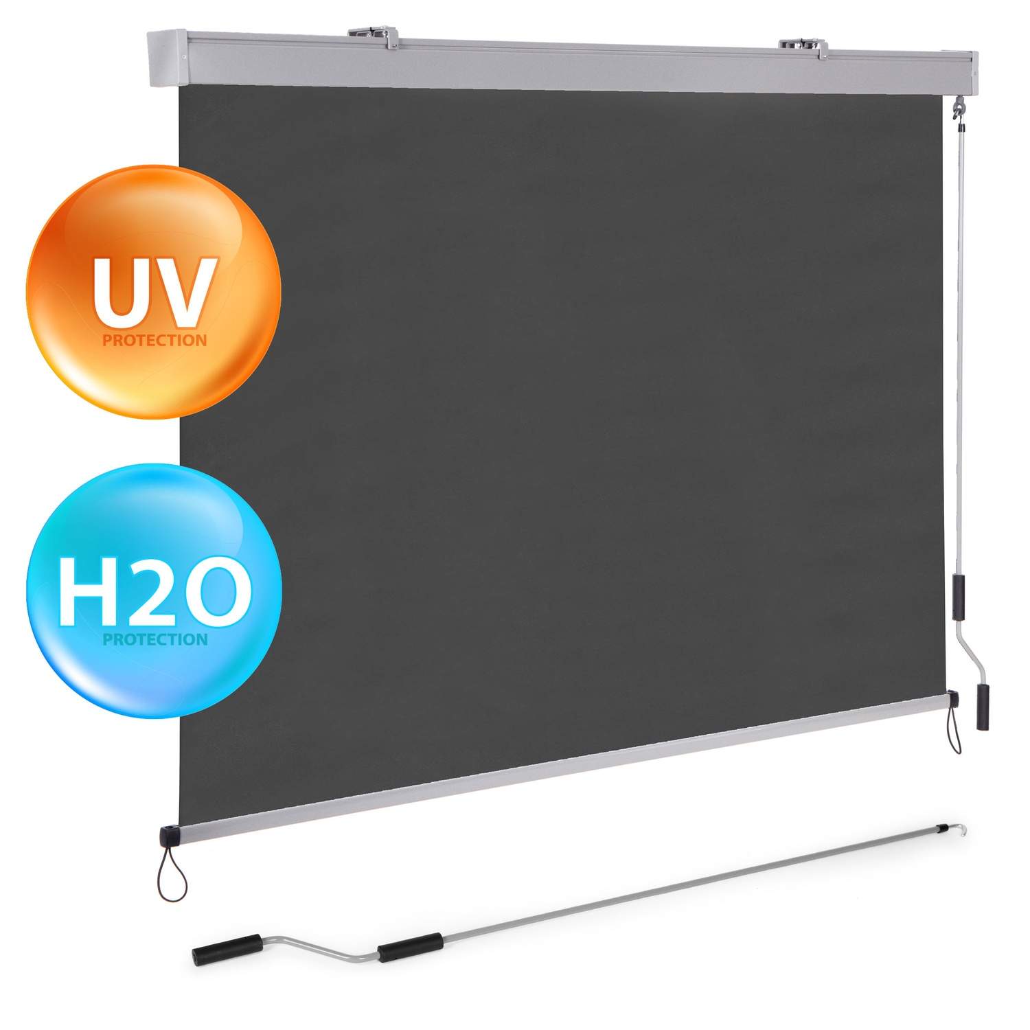 Vertical roll-up awning with crank, balcony, terrace, gazebo, beige ...