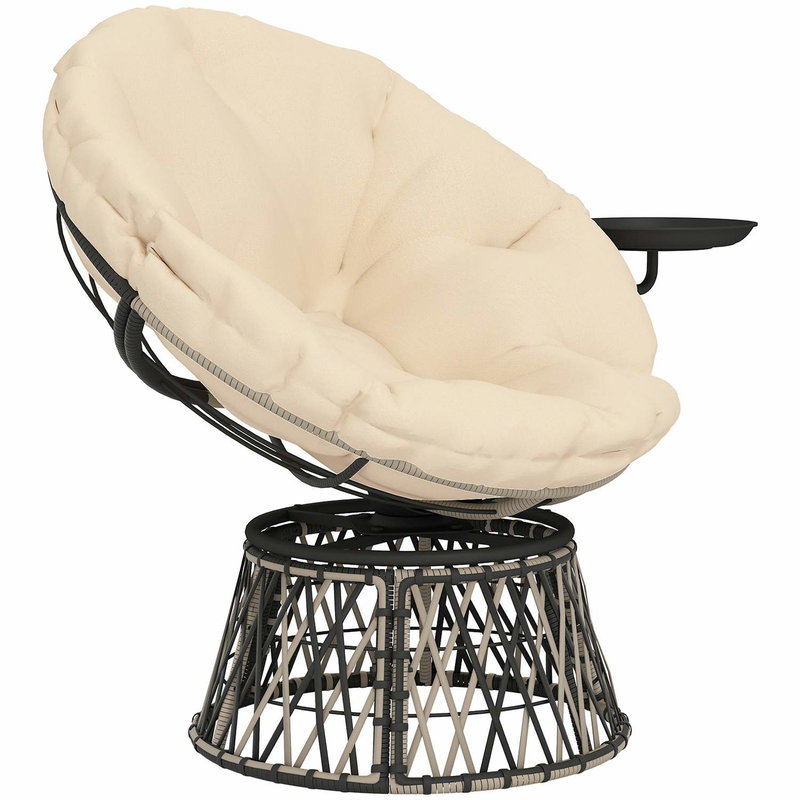 Papasan stol rotting 360° roterande flätad stol med kudde diameter 90 ...