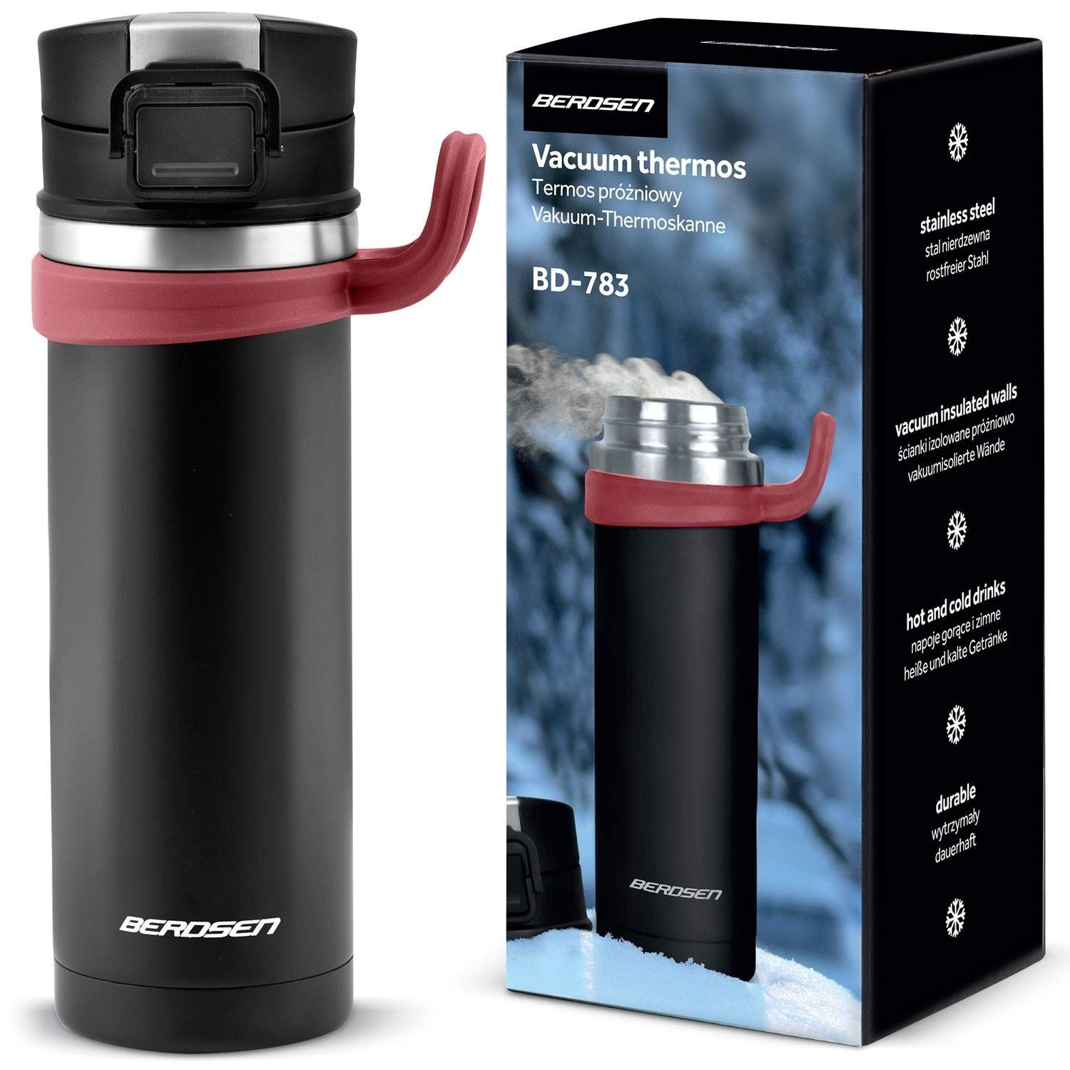 High-quality vacuum thermos 450 ml BD-783 black