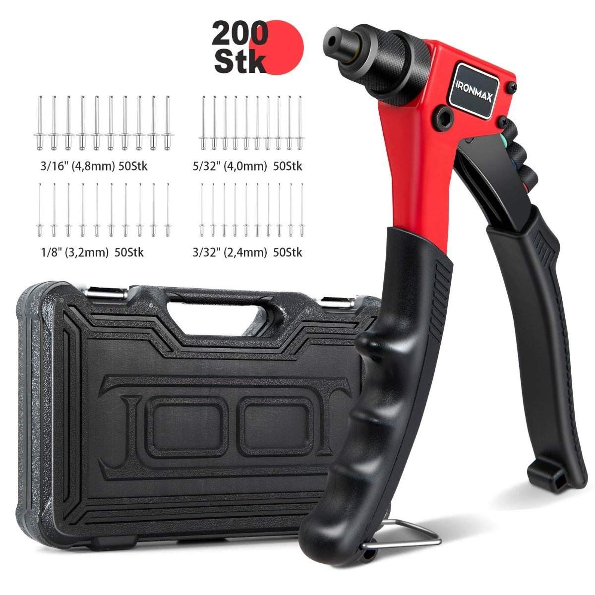 Hand riveter Heavy duty manual rivet gun with 200 rivets Riveting tool ...