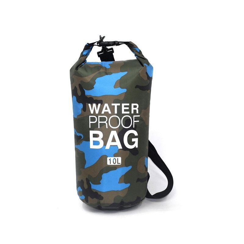 Waterproof bag 10 L, Camouflage - Light blue