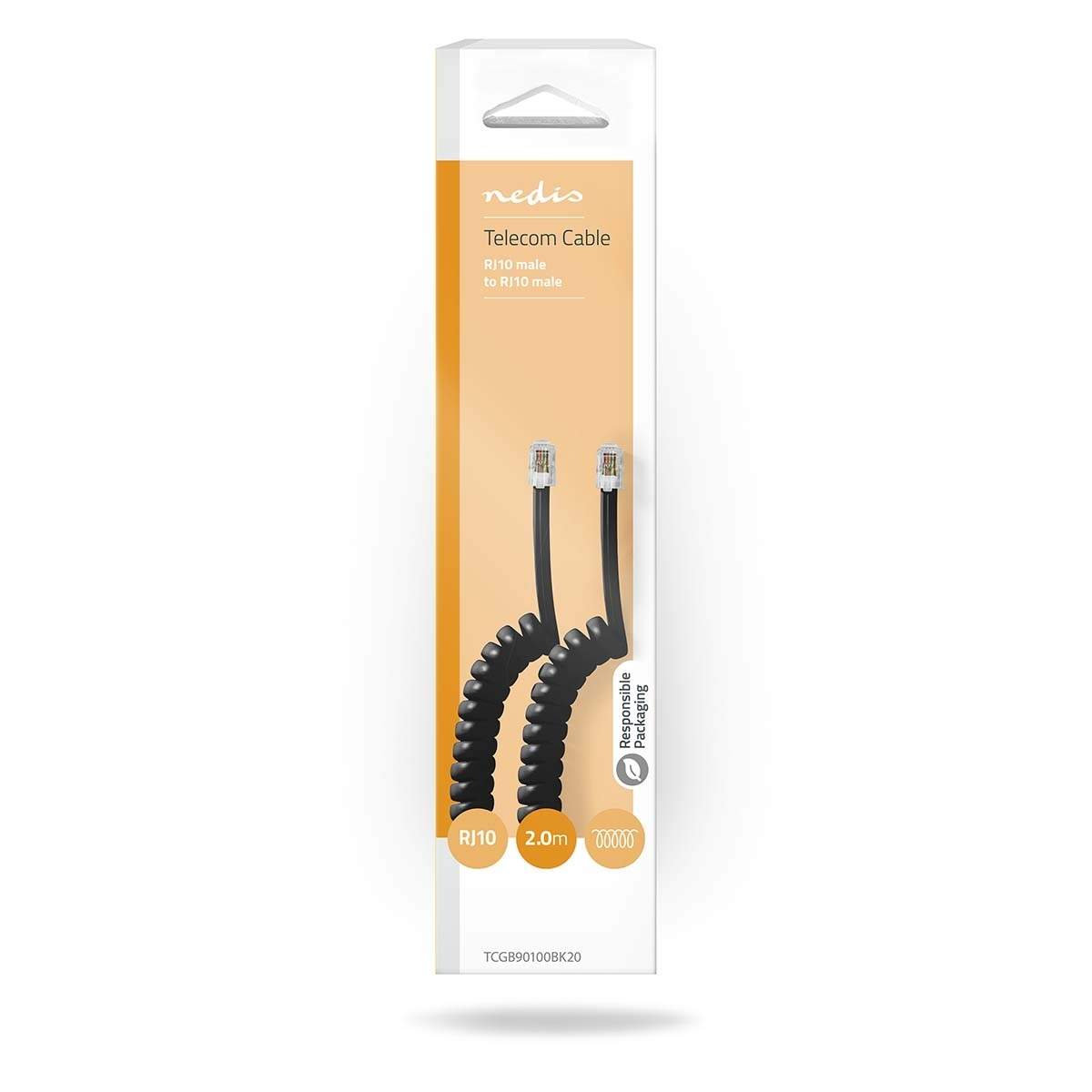 Telecom cable | RJ10 Male | RJ10 Male | 2.00 m | Cable design: Coiled ...