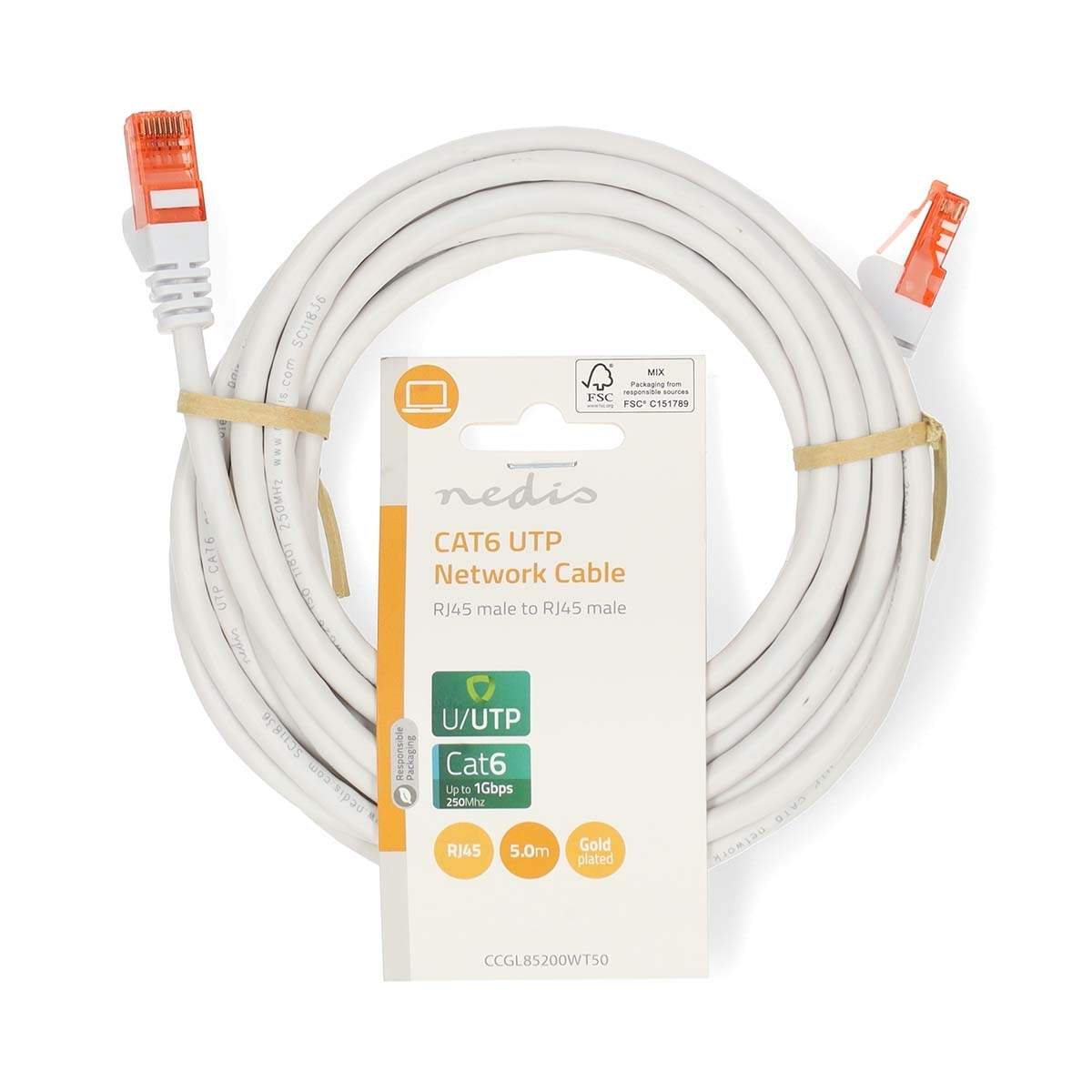 CAT6 Network Cable | RJ45 male | RJ45 male | U/UTP | 5.00 m | Round ...