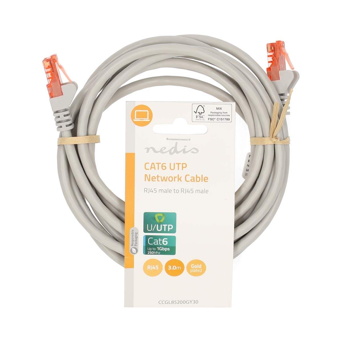 CAT6 Network Cable | RJ45 male | RJ45 male | U/UTP | 3.00 m | Round ...