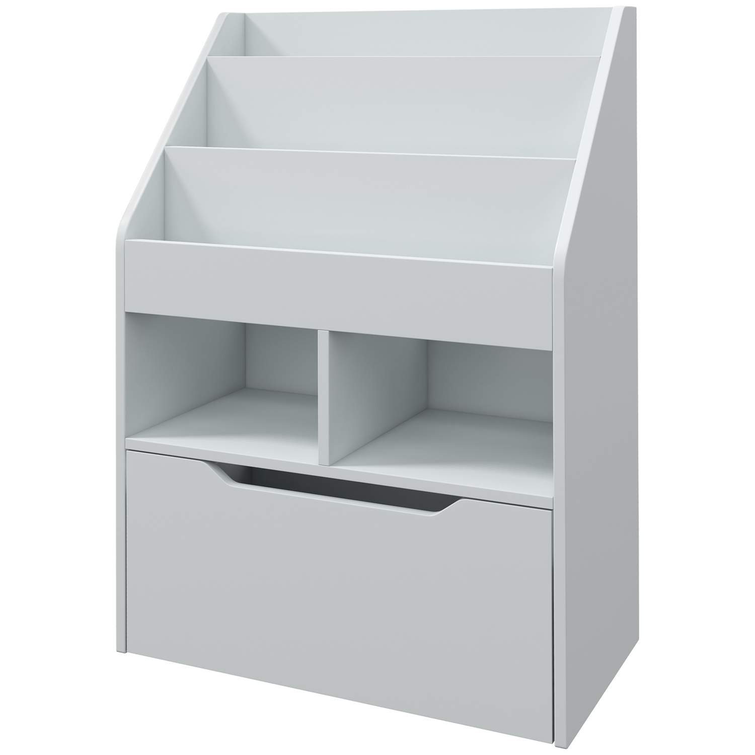 Kids' Bookshelf with Drawer – Grey, 3-Tier, 60 x 30 x 90 cm