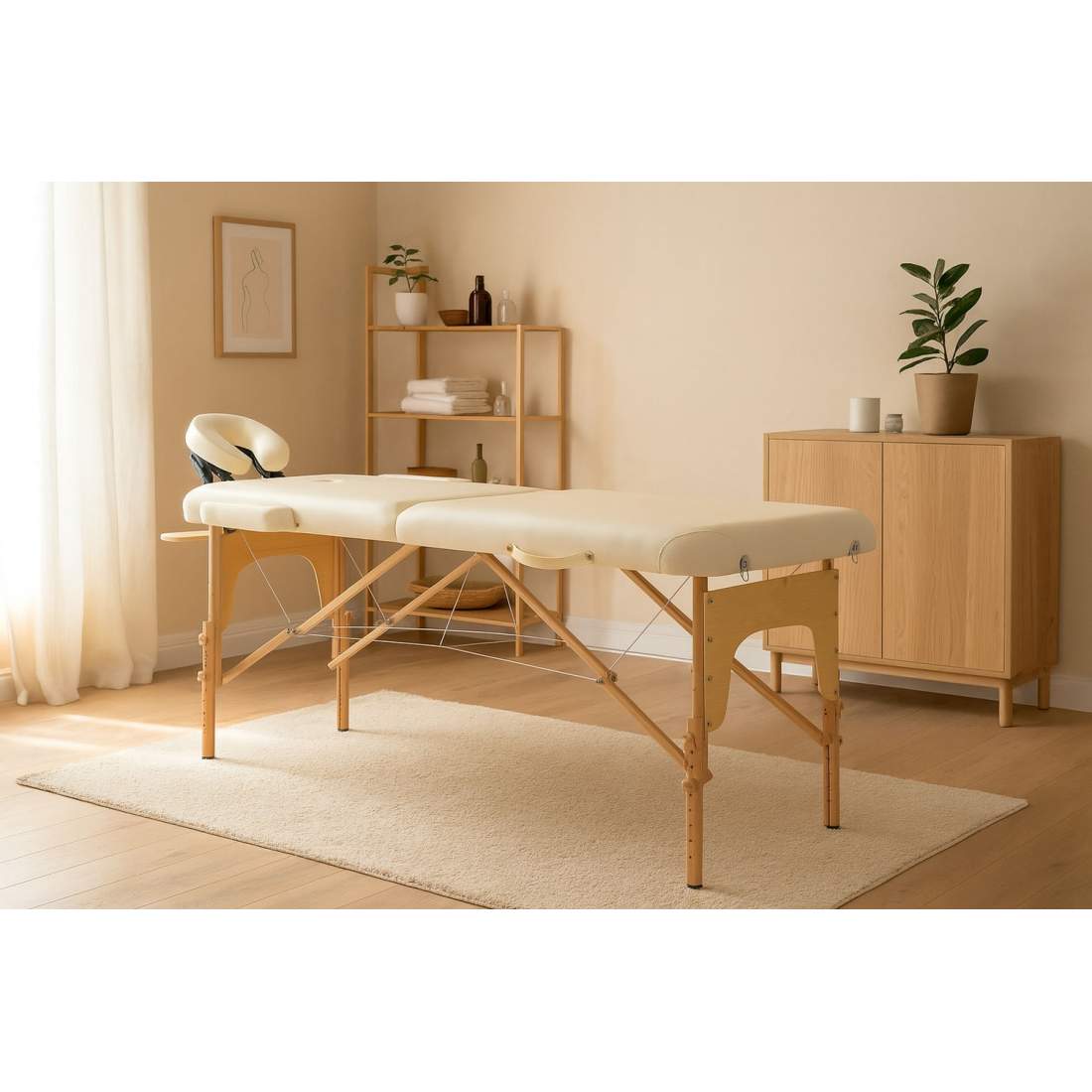 Foldable Wooden Massage Table – 2-Section with Carry Bag