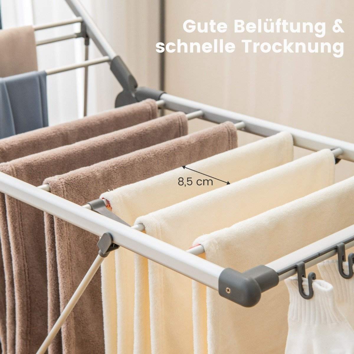 Foldable Clothes Drying Rack – Adjustable Height & 21 Bars