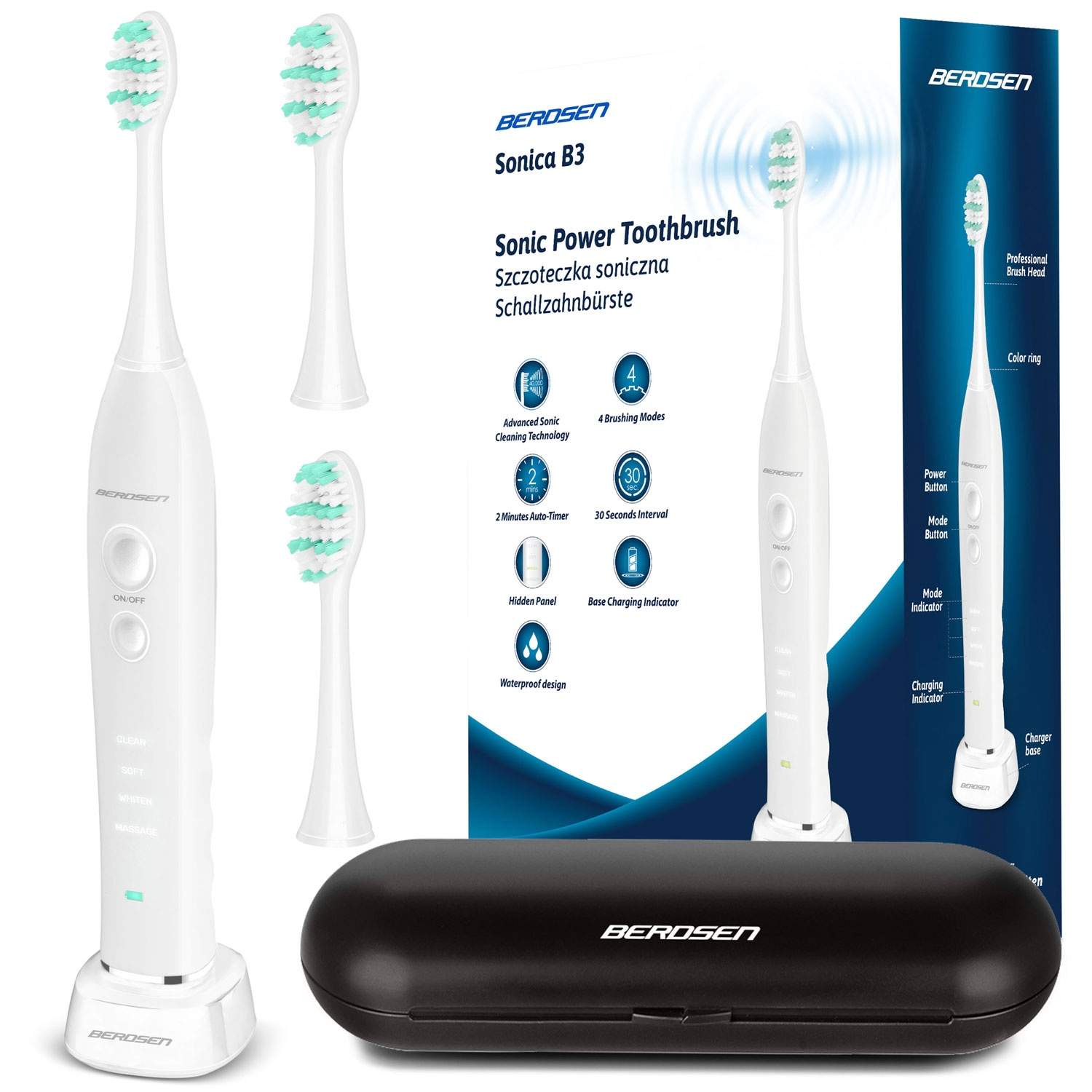 Sonic Toothbrush Set with Case – White