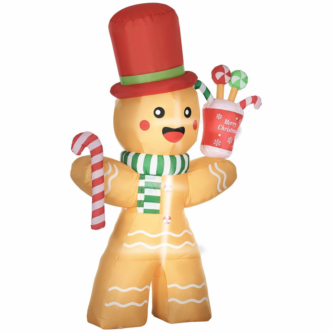 Inflatable Gingerbread Man, 2.35m, LED Lights, Weatherproof