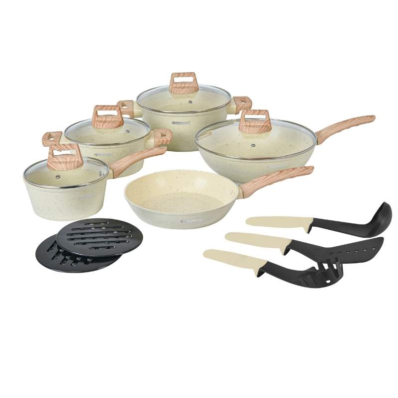 Granite Cookware Set, 14-Piece, Non-Stick, Wood Handles
