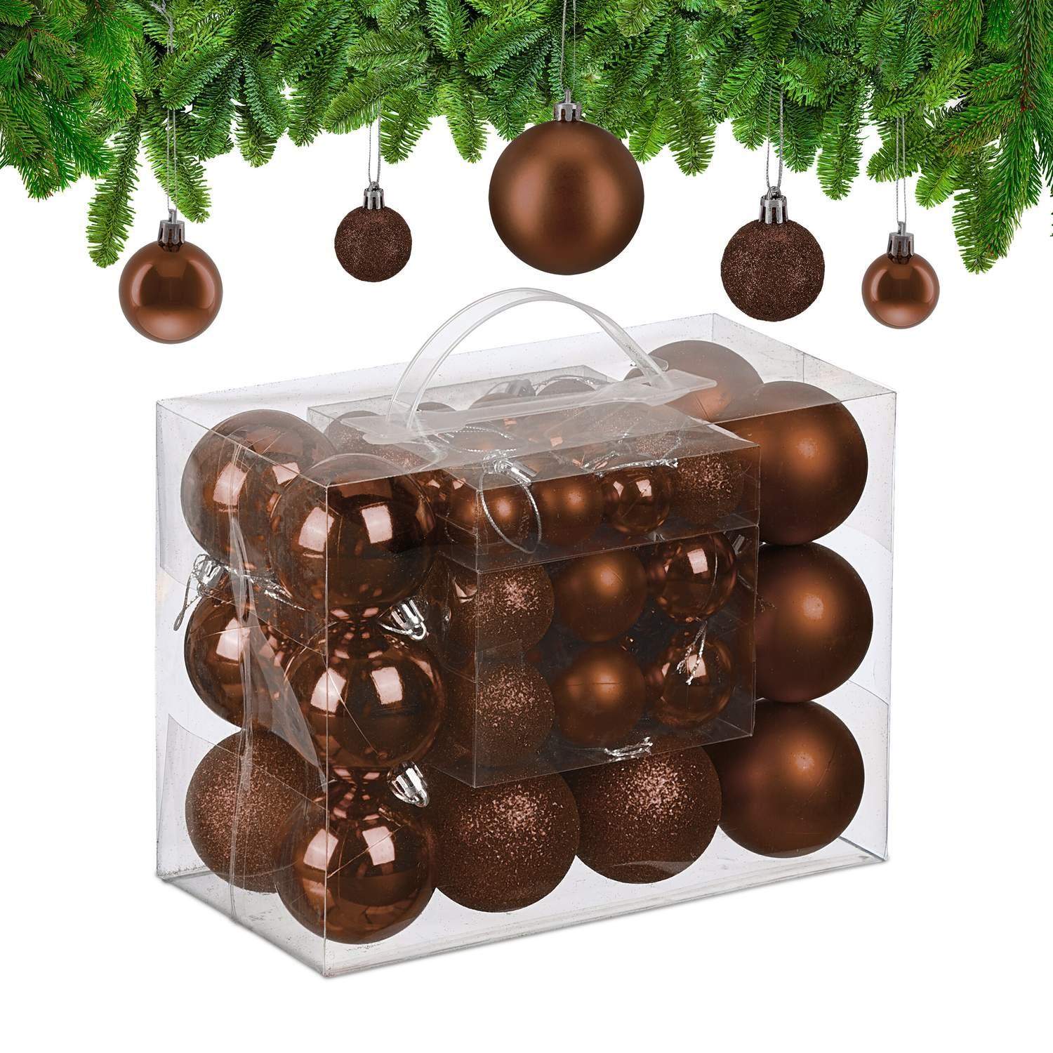 Decorative Plastic Christmas Tree Baubles – Set of 50