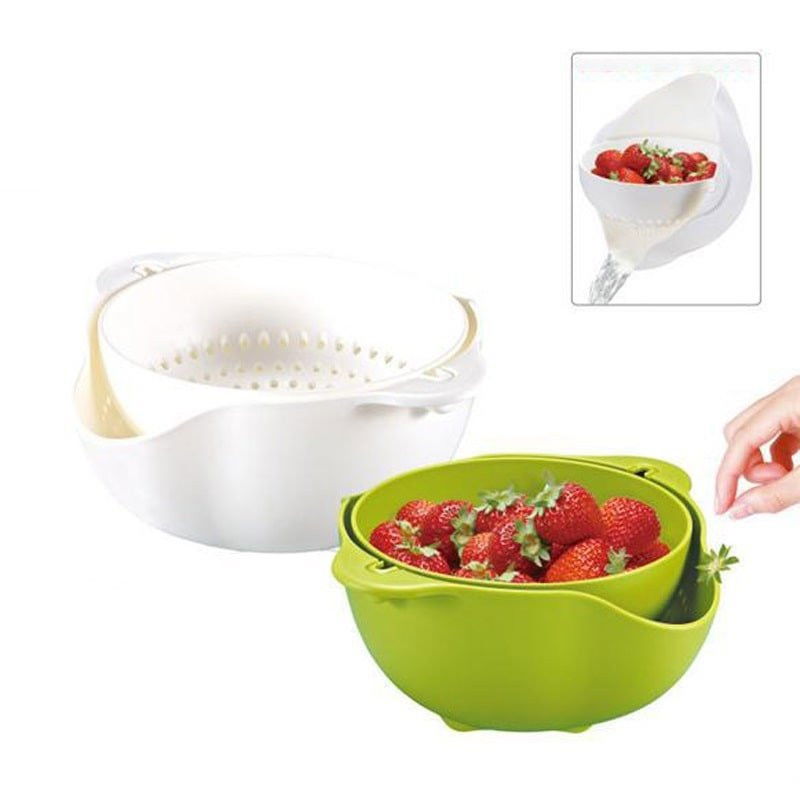 Roterande Durkslag och Skål - Vit