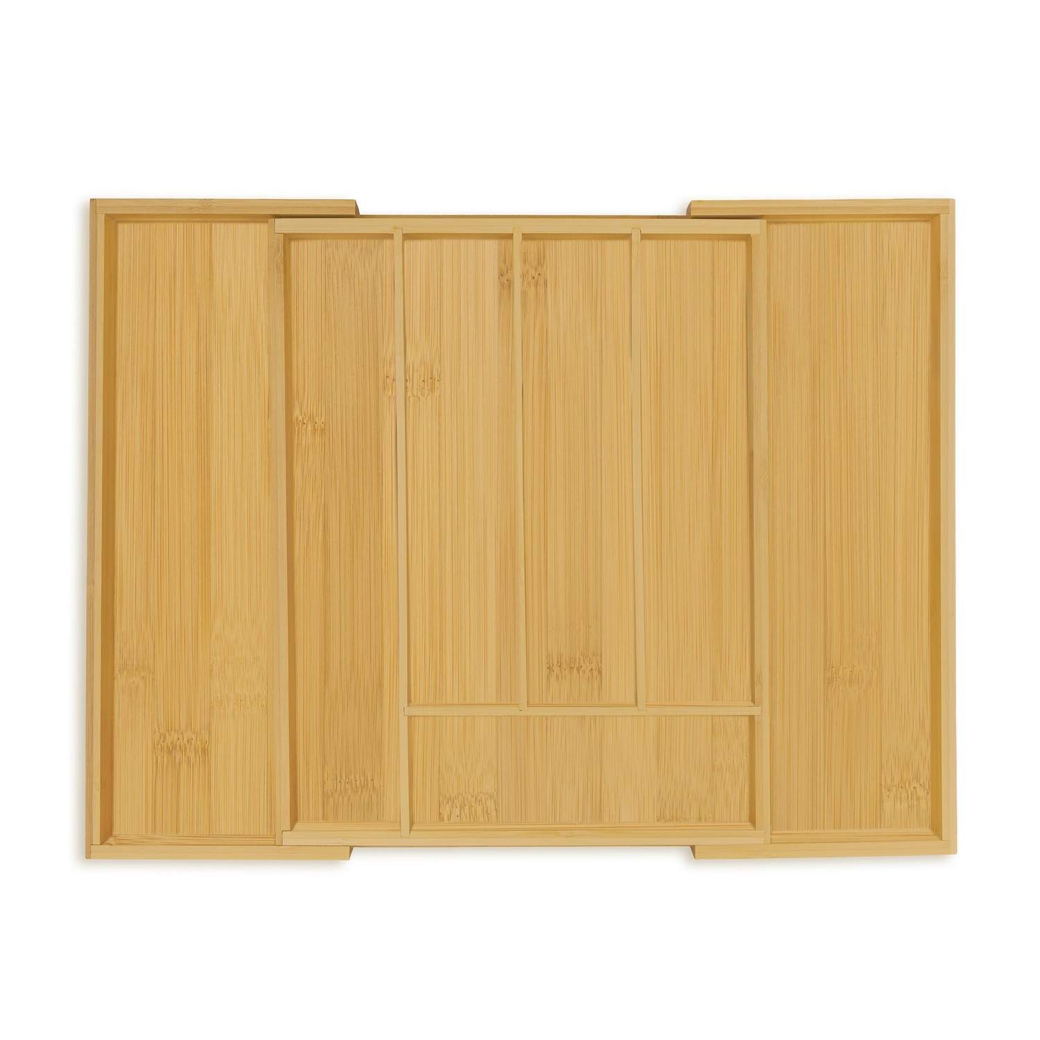 Adjustable Bamboo Cutlery Tray – 7 Compartments