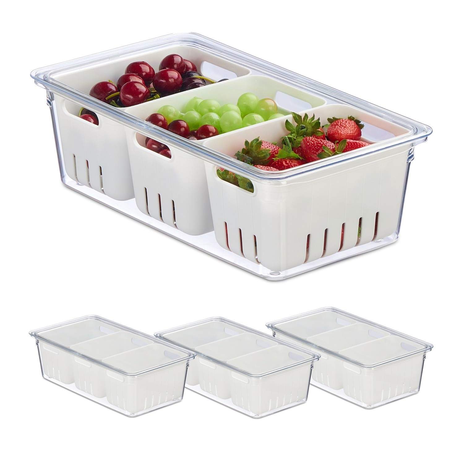 Stackable Fridge Boxes with Drainage Baskets