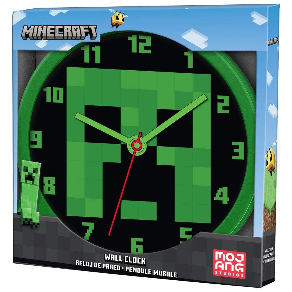 Minecraft Wall Clock, 12-Inch Design for Game Room Decor