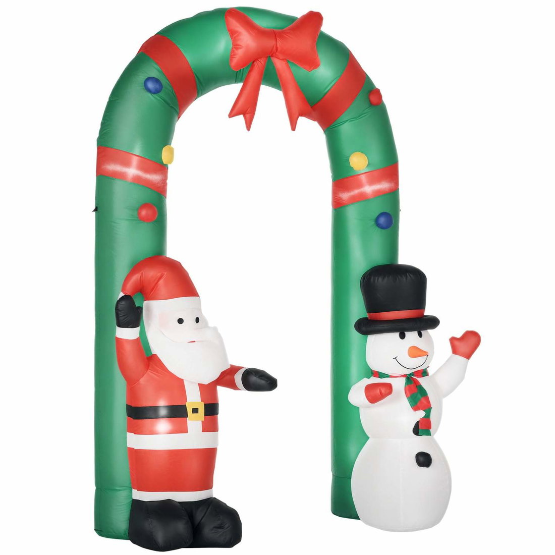 Inflatable Christmas Archway with Santa & Snowman, LED Lights