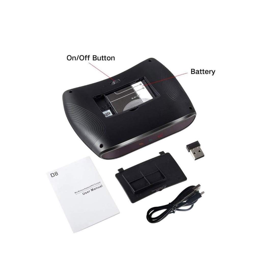 D8 Mini Wireless keyboard and touchpad