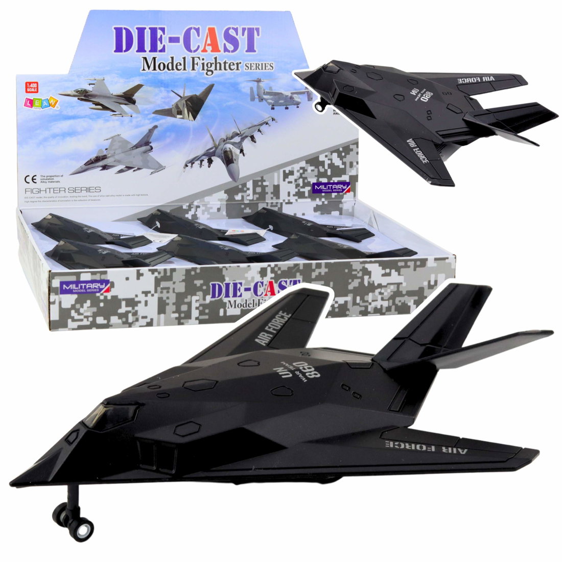 Military Fighter Jet Toy with Lights & Sounds, 1:400 Scale