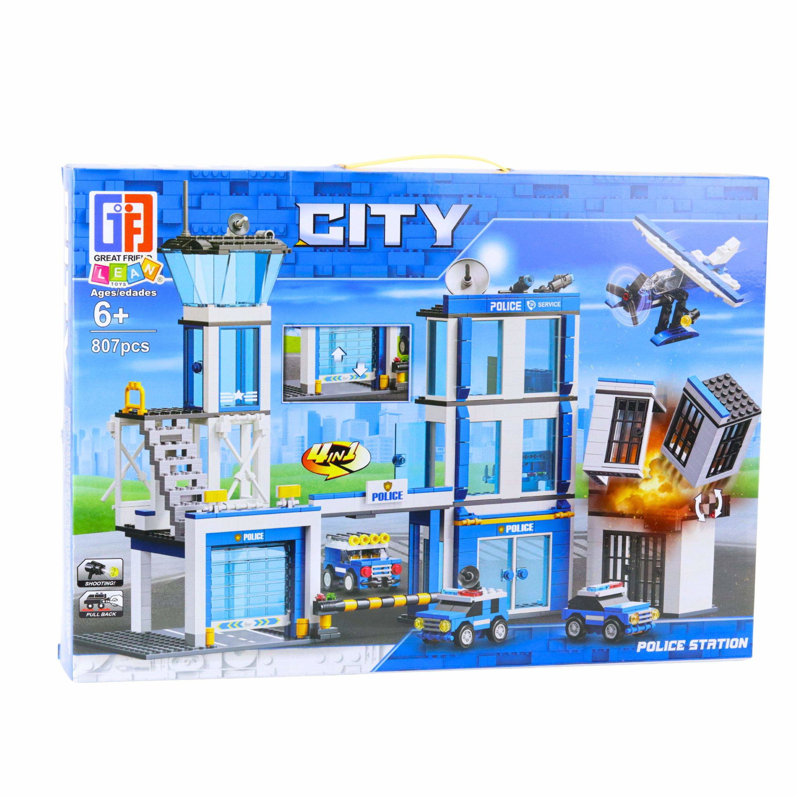 Police Station Building Blocks Set, 4-in-1, 807 Pieces