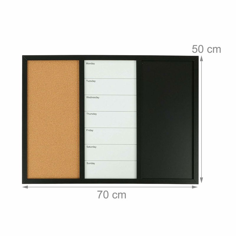 3-in-1 Memo Board with Accessories – Whiteboard, Cork, Planner
