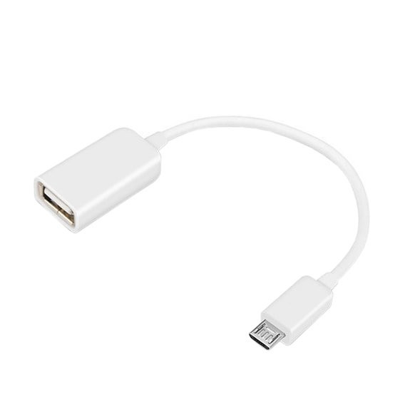 USB till Micro USB Kabel - Inbyggd OTG Adapter - Vit
