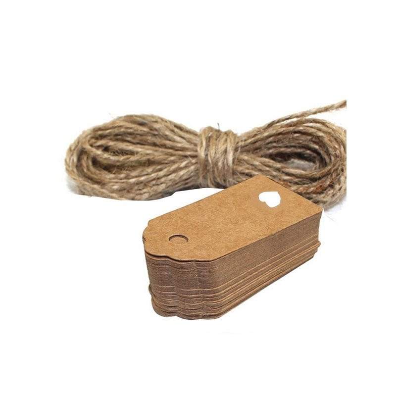 Cardboard labels with string, 50-pack