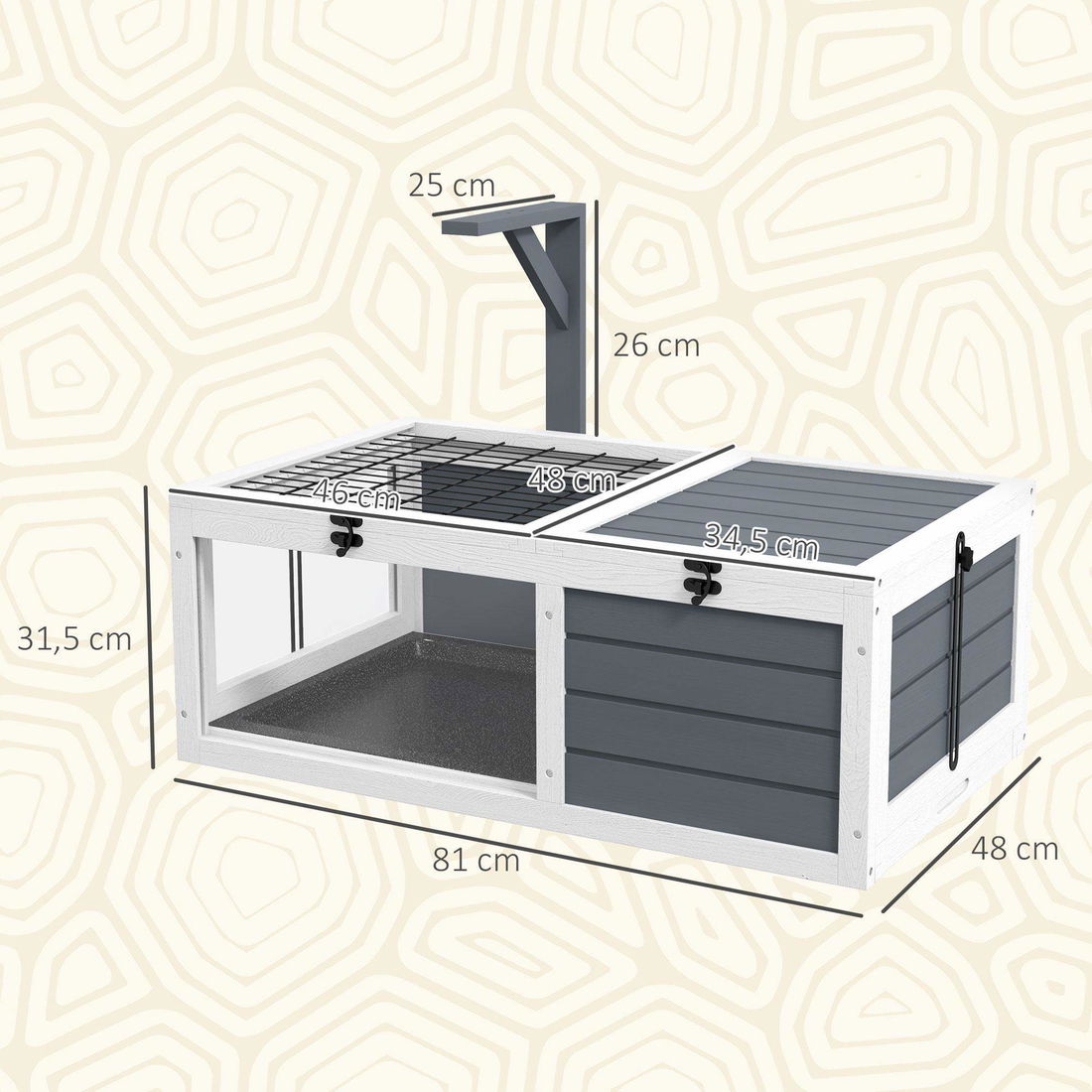 Kilpikonnatalo kahdella huoneella, helppo puhdistaa, puuta ja akryyliä