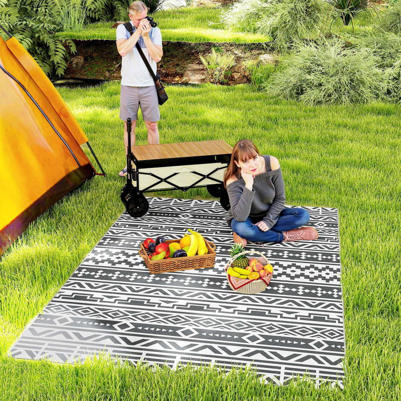 Udendørstæppe, vendbart og vejrbestandigt, 182x274 cm