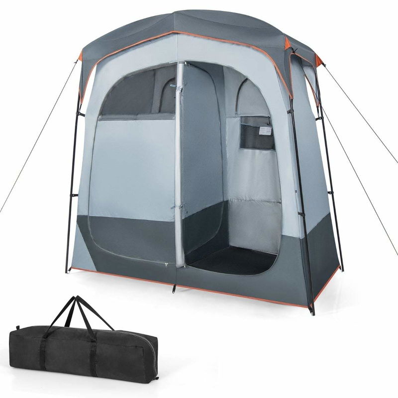 Outdoor Privacy Shower Tent – 2 Rooms, Removable Rain Cover