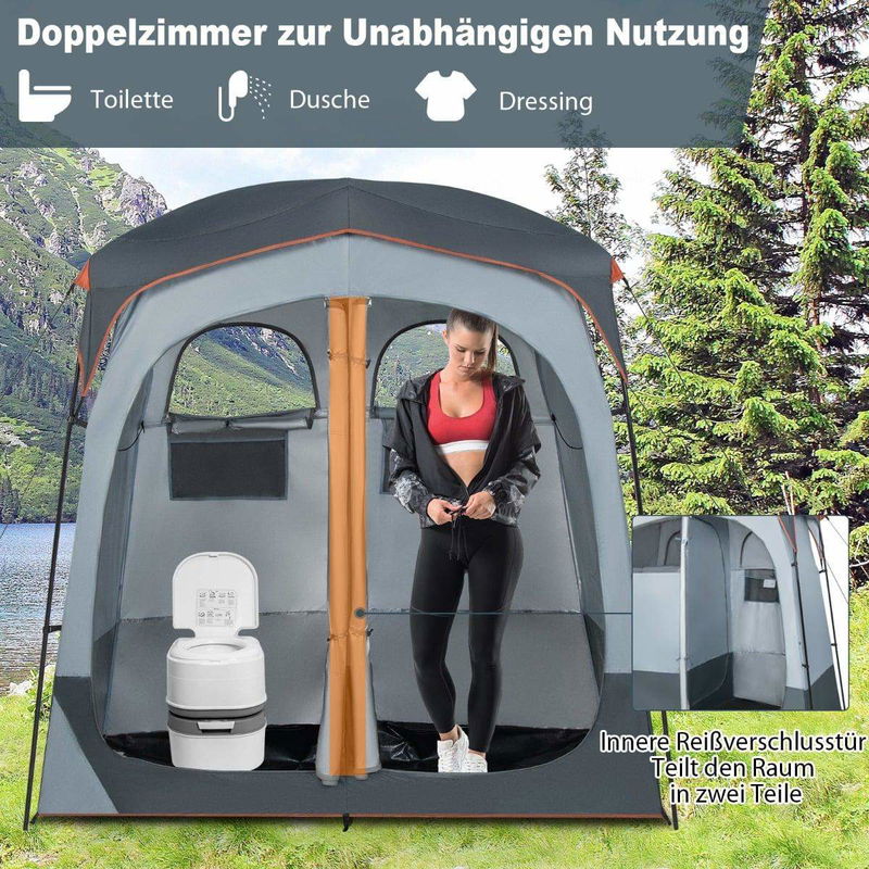 Outdoor Privacy Shower Tent – 2 Rooms, Removable Rain Cover