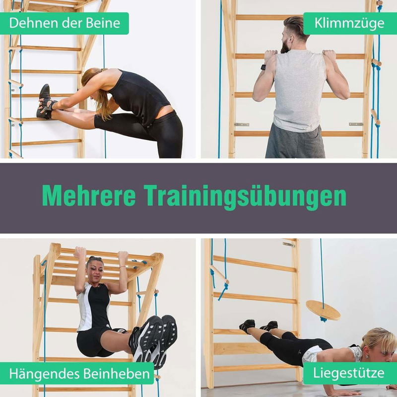 Indoor Climbing Wall – 4-in-1 Wooden Gym Equipment