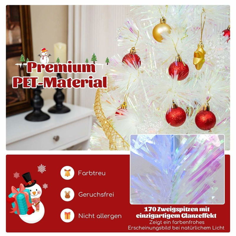 150 cm White Christmas Tree with LED Lights & Fiber Optics