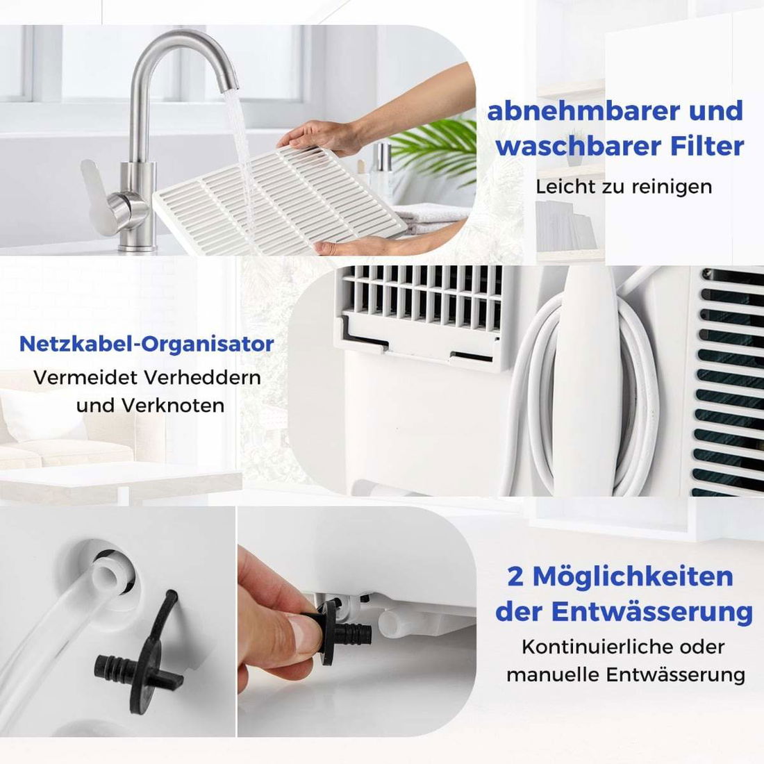 Bærbar 12000 BTU klimaanlæg – 4-i-1, Wi-Fi, Stille