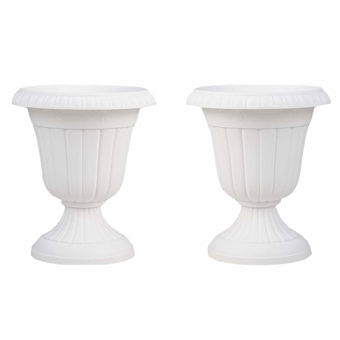 Hvide urneplanter med dræning, sæt med 2 – 46,5 cm