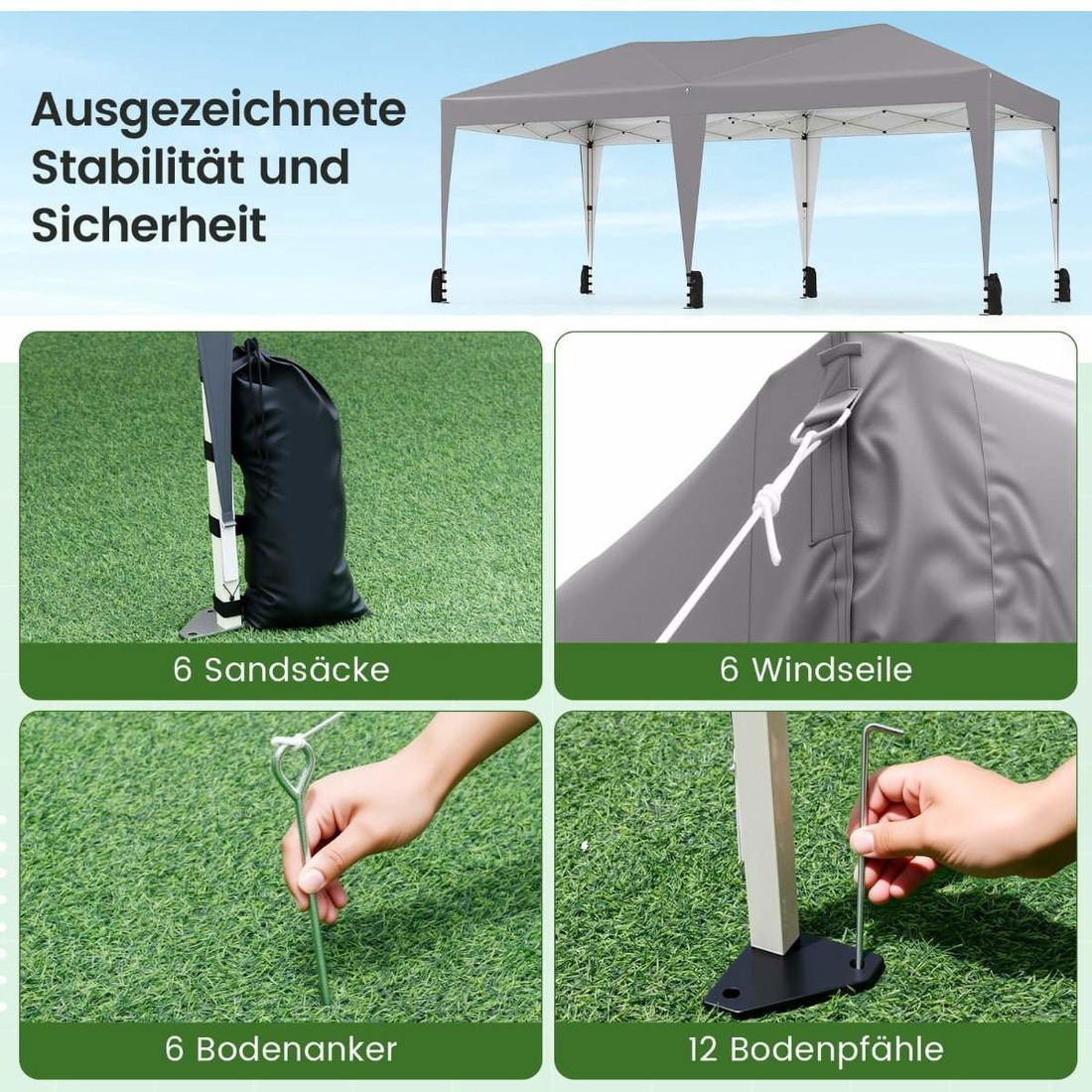 3x6 m pikapaviljonki UV-suojalla ja pyörillä