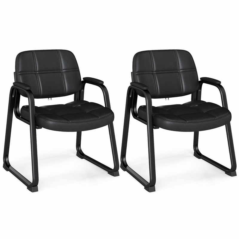 Ergonomic Guest Chairs Set – Metal Frame, Padded Armrests