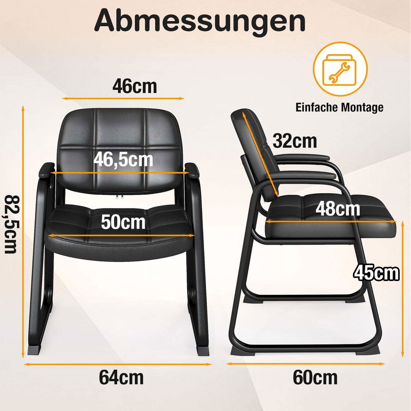 Ergonomic Guest Chairs Set – Metal Frame, Padded Armrests
