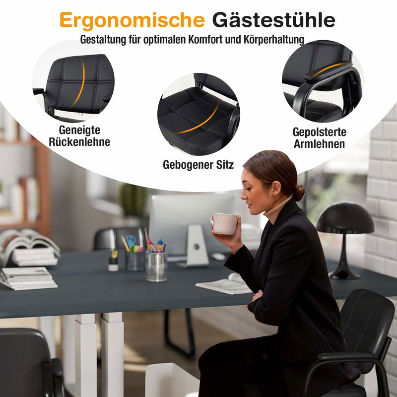 Ergonomic Guest Chairs Set – Metal Frame, Padded Armrests