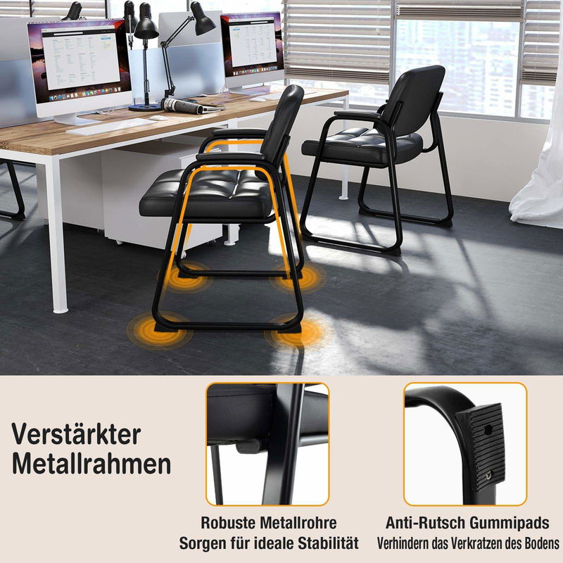 Ergonomic Guest Chairs Set – Metal Frame, Padded Armrests