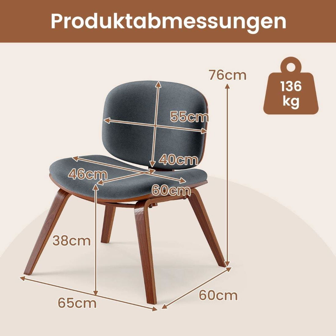Mörkgrå accentstol – Ergonomisk, platsbesparande design