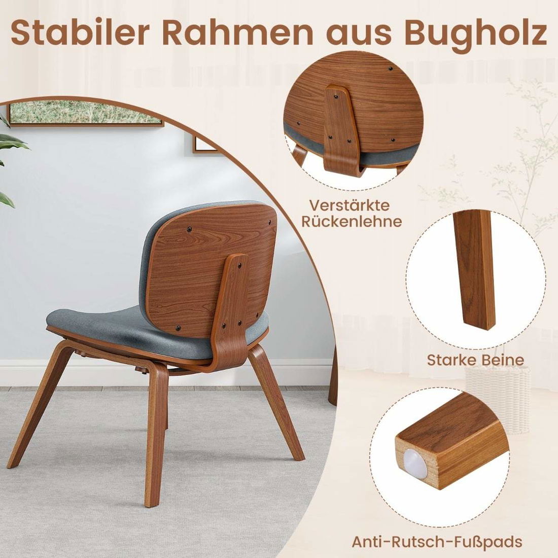 Mörkgrå accentstol – Ergonomisk, platsbesparande design