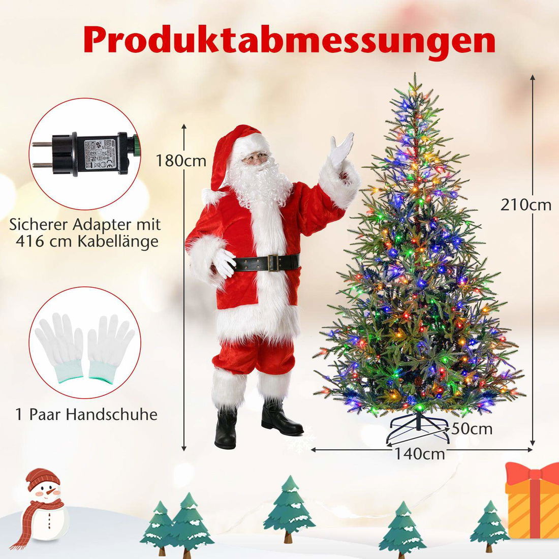 Keinotekoinen joulukuusi, 210 cm ja 250 LED-valoa