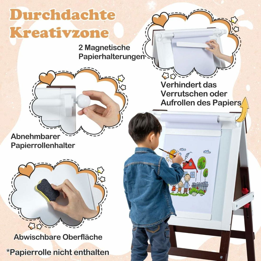 Säädettävä lasten maalausteline ja tuoli – 3-in-1 taideteos