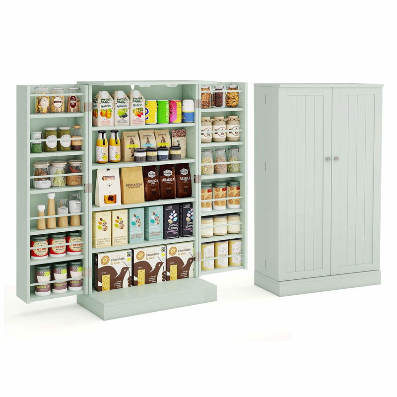 Grønt køkkenskab – justerbare hylder, 104 cm højt