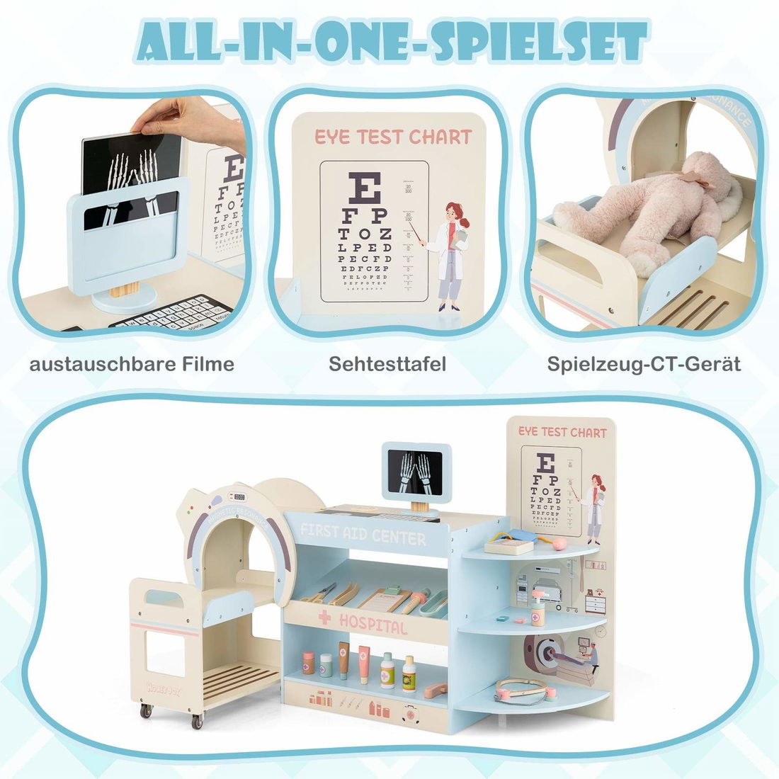 Børnelægelegsæt med øjenkort og CT-scanner