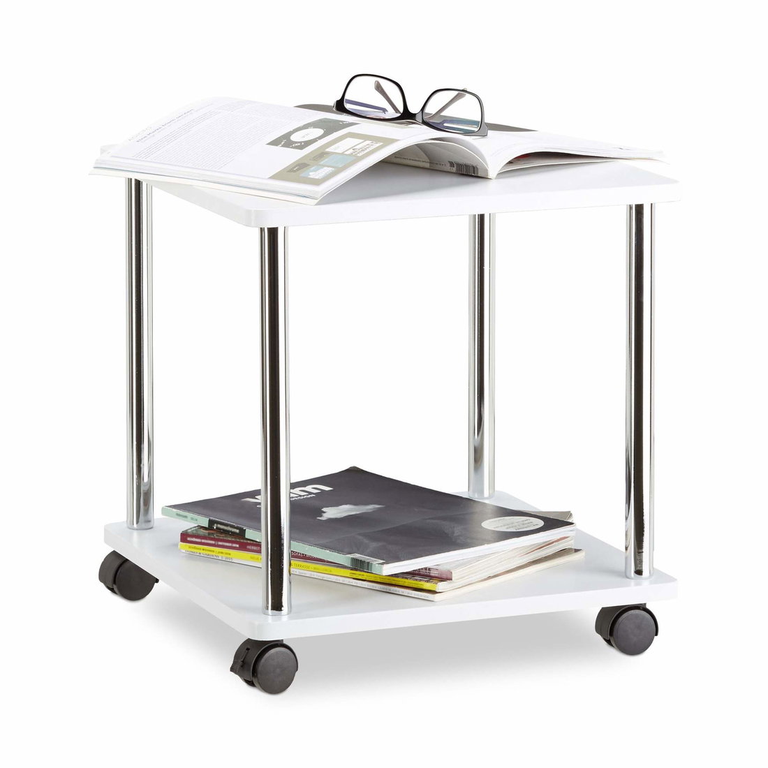 Side table rollable 2 levels