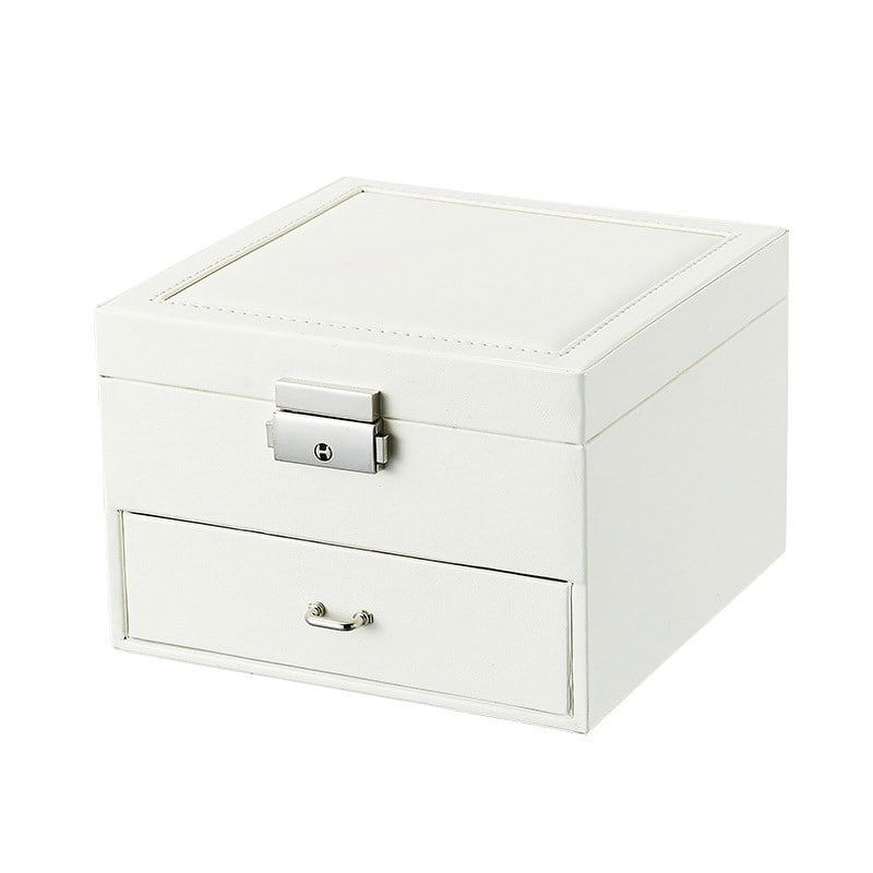 Lockable Jewelry Box 16 x 16 cm - White