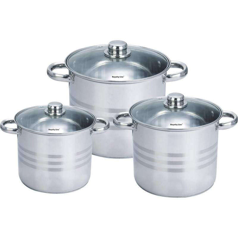 Set of Three Pots in Stainless Steel