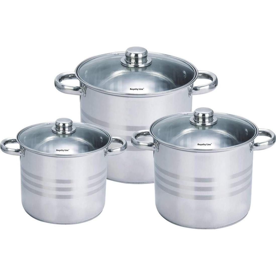 Set of Three Pots in Stainless Steel