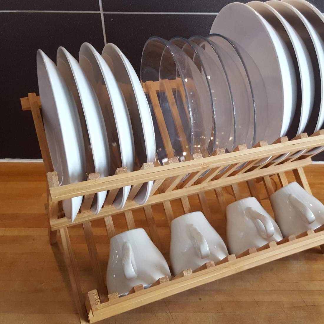 Foldable Dish Rack in Bamboo
